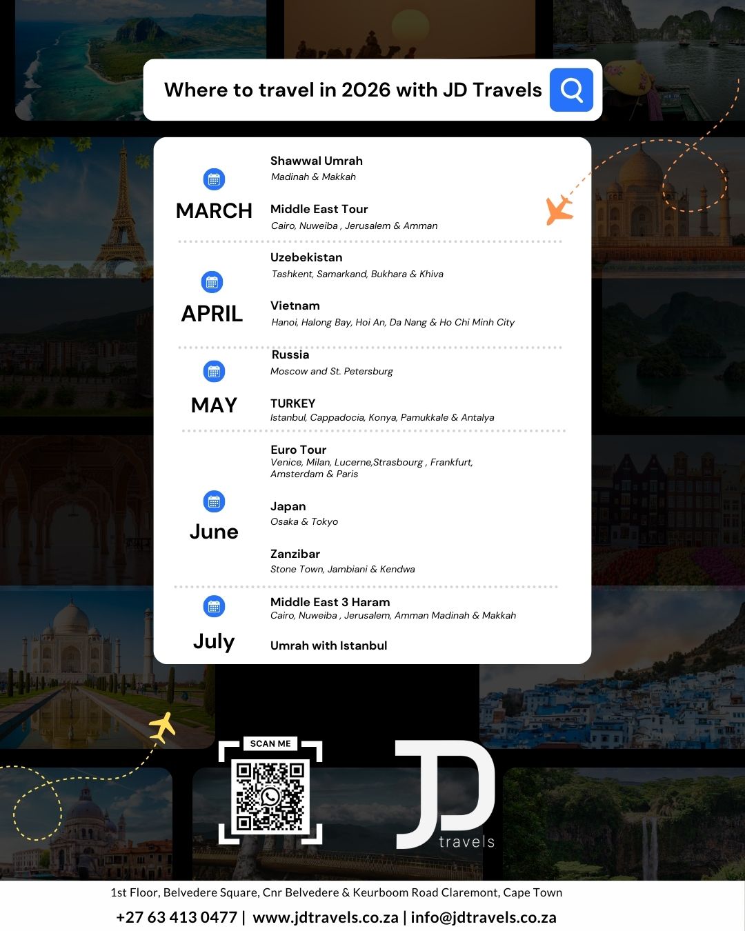 Travel Menu 2026 - JD Travels